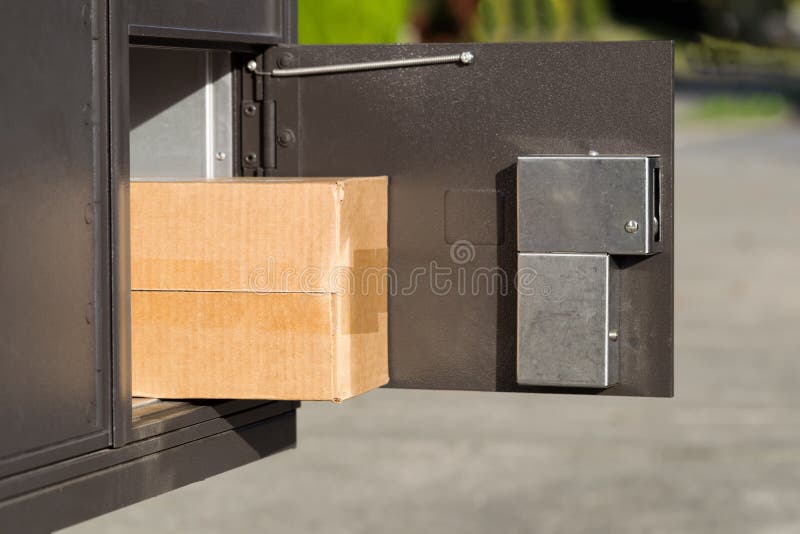 Large Package Inside of Postal Mailbox Stock Photo - Image of arrive ...
