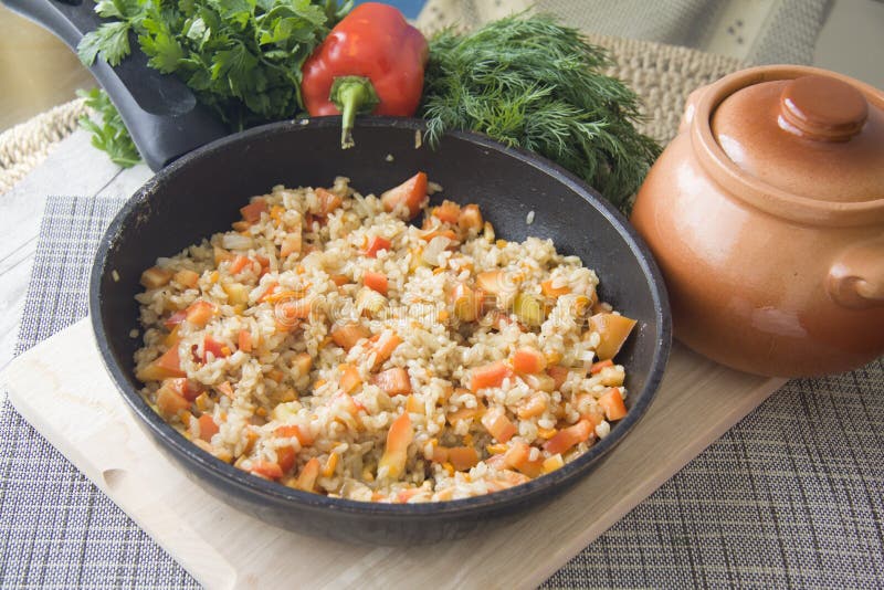Large pan of stuffed rice stock photo. Image of food - 60113338