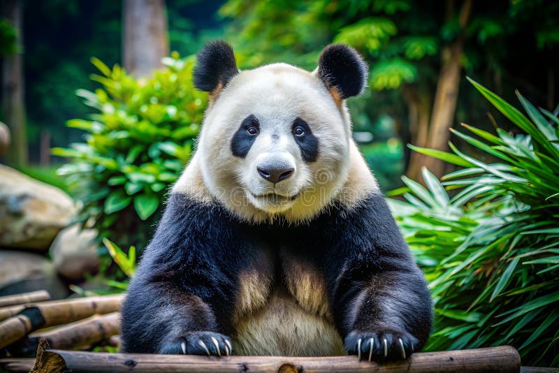 A Large Panda Against the Backdrop of a Tropical Summer. Stock ...