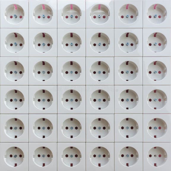 Large Panel of Electrical Socket Outlets Texture Stock Image - Image of ...