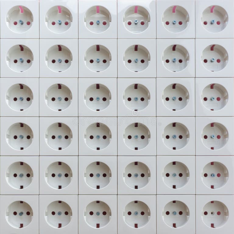 Large Panel of Electrical Socket Outlets Texture Stock Image - Image of ...