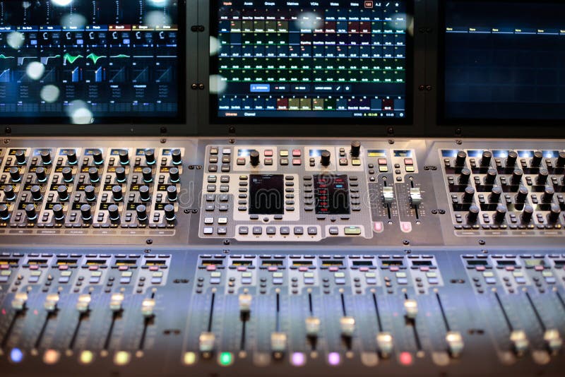 Large Panel of the Stage Controller with Screens Stock Image - Image of ...