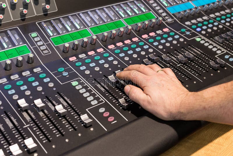 Large Panel of the Stage Controller with Screens Stock Image - Image of ...