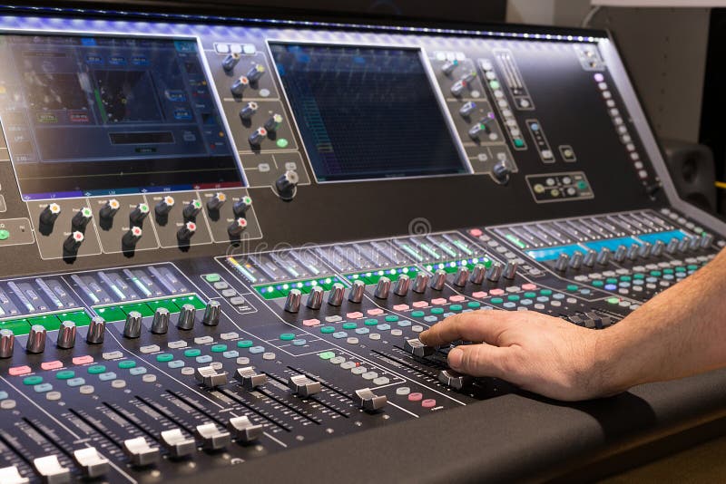 Large Panel of the Stage Controller with Screens Stock Photo - Image of ...