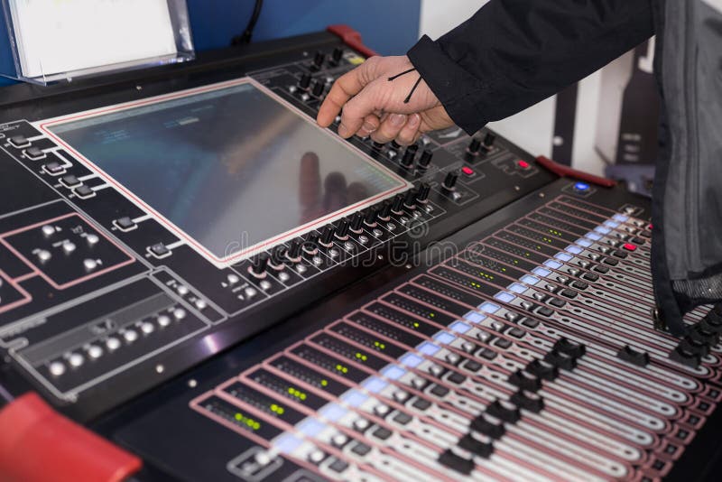 Large Panel of the Stage Controller with Screens Stock Image - Image of ...