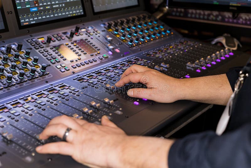 Large Panel of the Stage Controller with Screens Stock Image - Image of ...