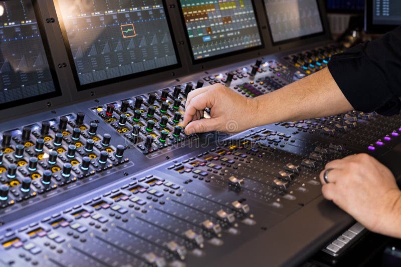 Large Panel of the Stage Controller with Screens Stock Image - Image of ...