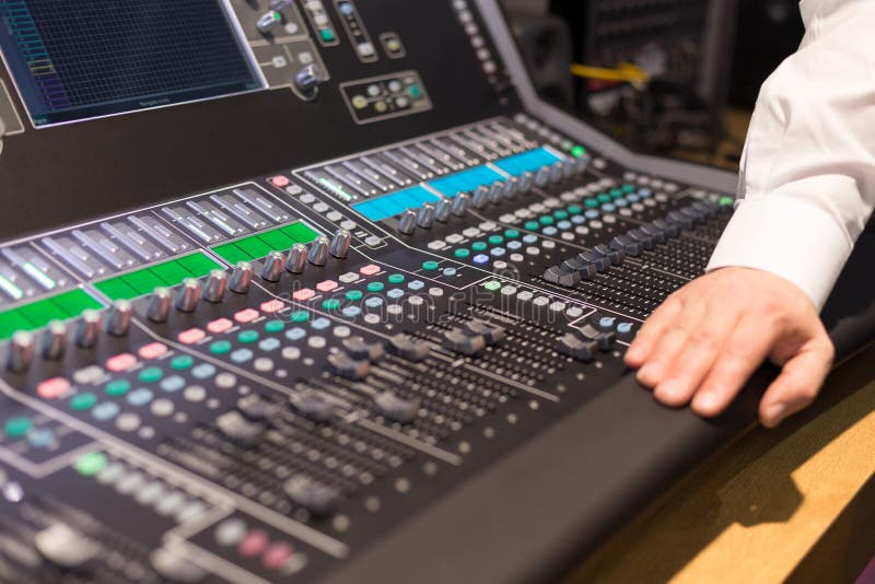Large Panel of the Stage Controller with Screens Stock Photo - Image of ...