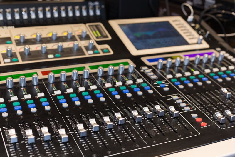 Large Panel of the Stage Controller with Screens Stock Image - Image of ...