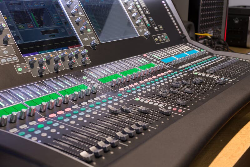 Large Panel of the Stage Controller with Screens Stock Photo - Image of ...