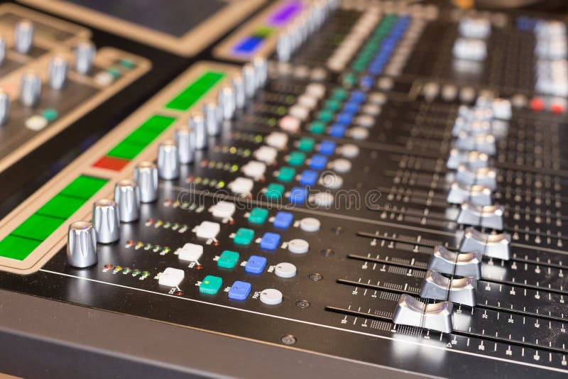 Large Panel of the Stage Controller with Screens Stock Image - Image of ...