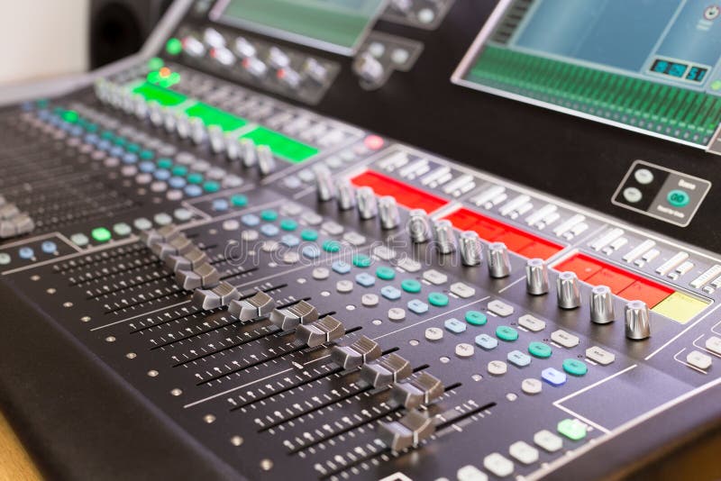 Large Panel of the Stage Controller with Screens Stock Image - Image of ...