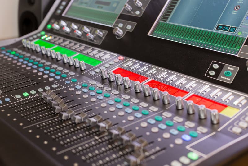Large Panel of the Stage Controller with Screens Stock Image - Image of ...