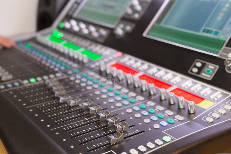 Large Panel of the Stage Controller with Screens Stock Image - Image of ...
