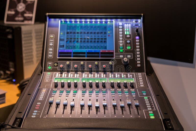 Large Panel of the Stage Controller with Screens Stock Photo - Image of ...