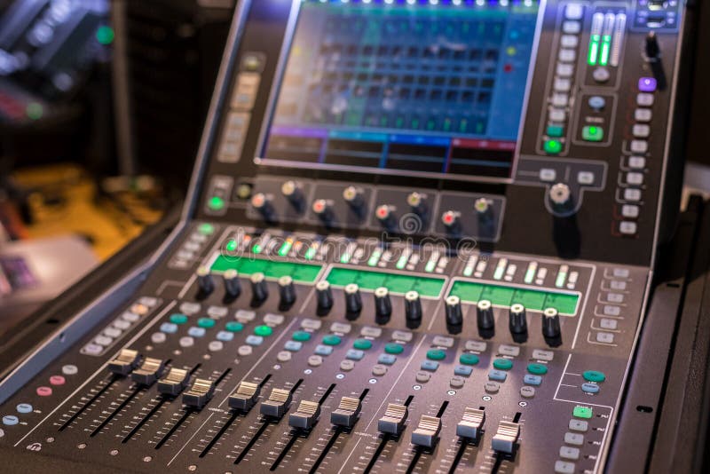 Large Panel of the Stage Controller with Screens Stock Photo - Image of ...