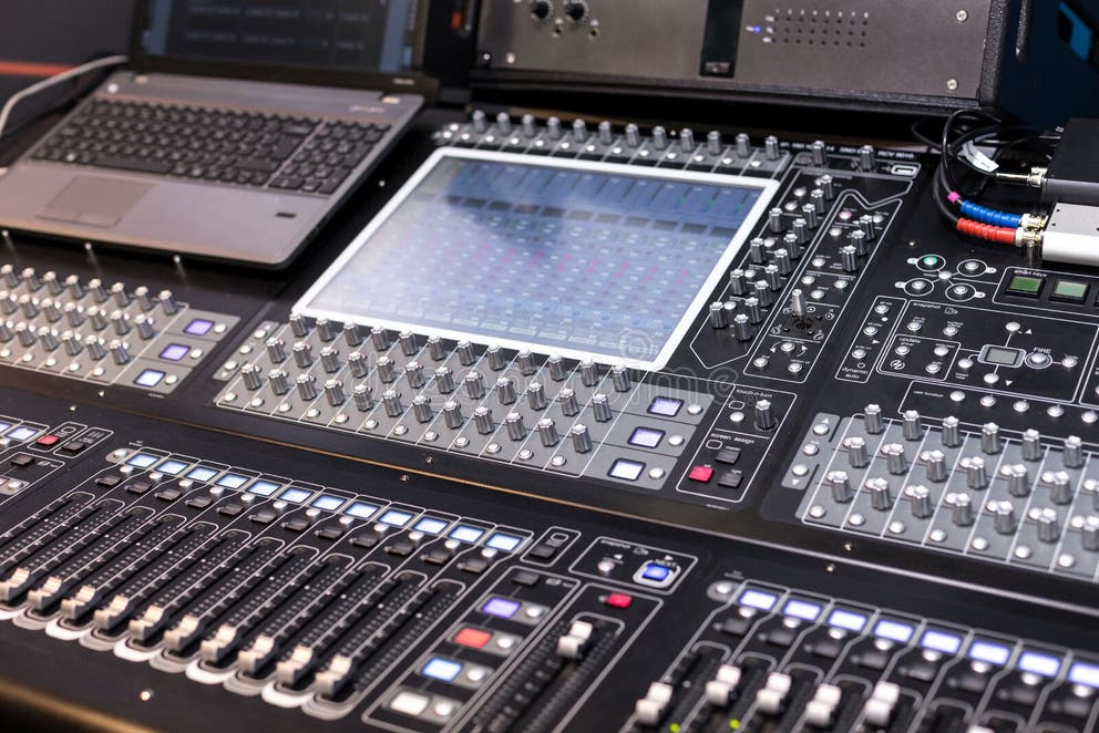 Large Panel of the Stage Controller with Screens Stock Photo - Image of ...