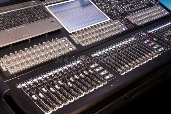 Large Panel of the Stage Controller with Screens Stock Photo - Image of ...