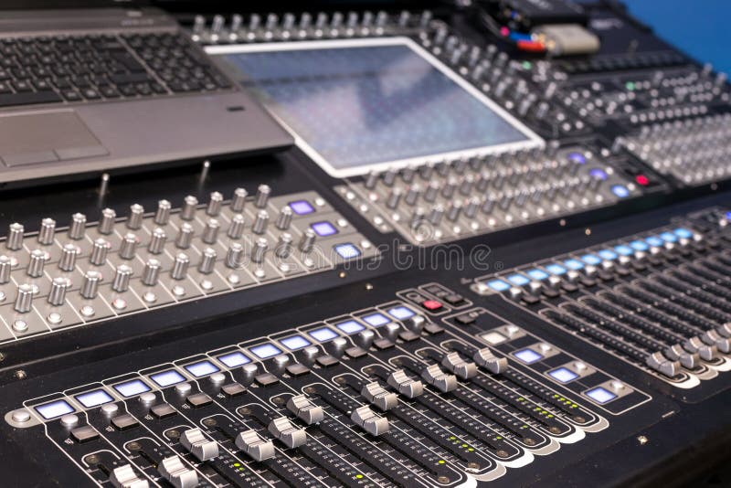 Large Panel of the Stage Controller with Screens Stock Image - Image of ...