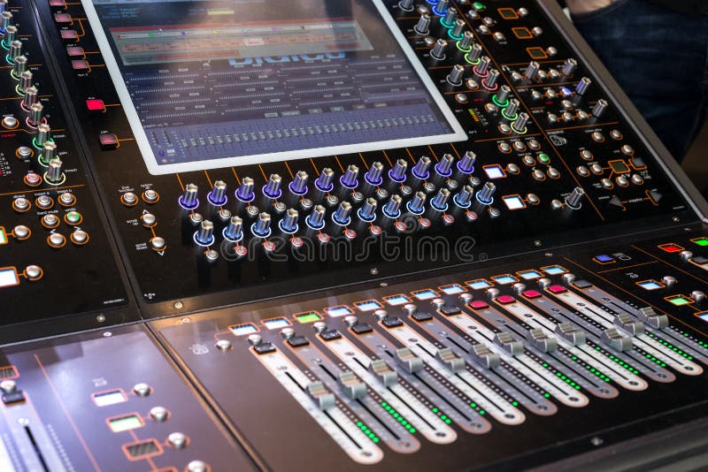 Large Panel of the Stage Controller with Screens Stock Image - Image of ...