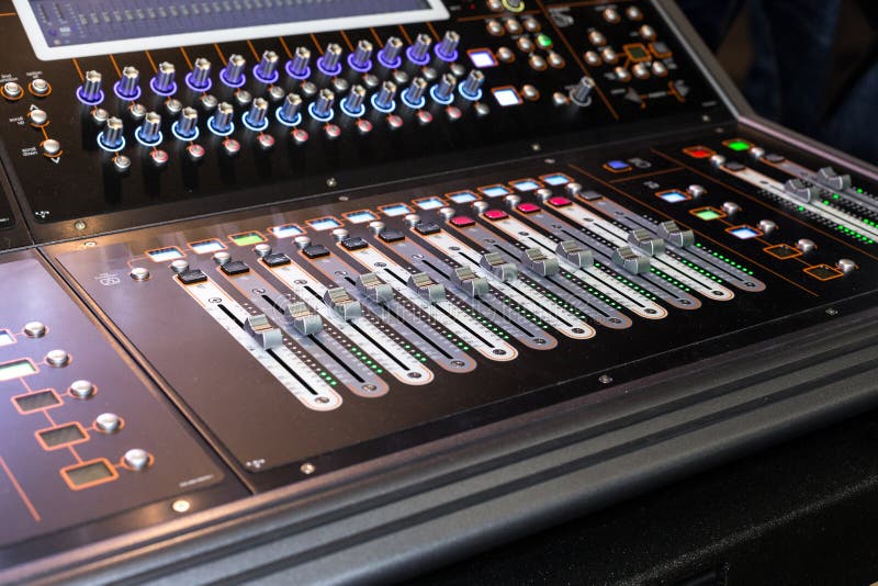 Large Panel of the Stage Controller with Screens Stock Image - Image of ...