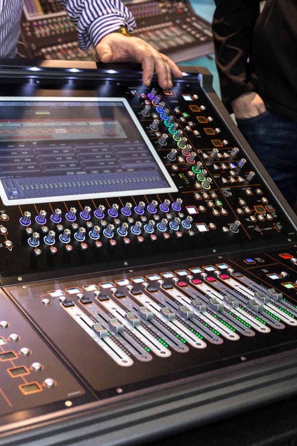 Large Panel of the Stage Controller with Screens Stock Photo - Image of ...