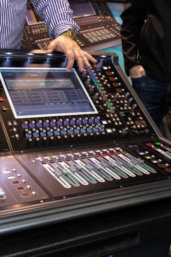 Large Panel of the Stage Controller with Screens Stock Photo - Image of ...