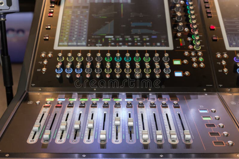 Large Panel of the Stage Controller with Screens Stock Image - Image of ...