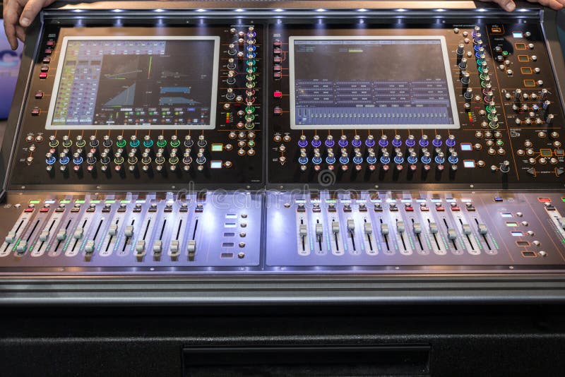Large Panel of the Stage Controller with Screens Stock Photo - Image of ...