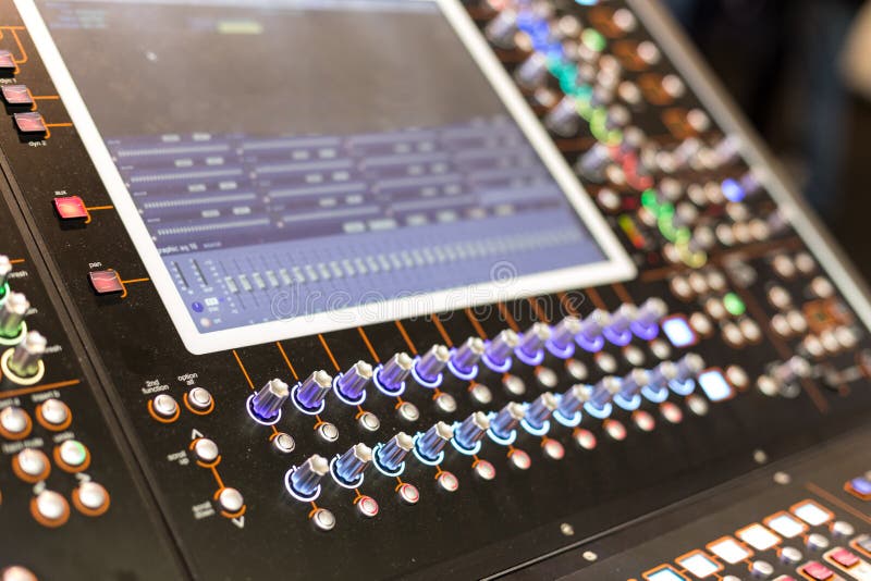 Large Panel of the Stage Controller with Screens Stock Photo - Image of ...