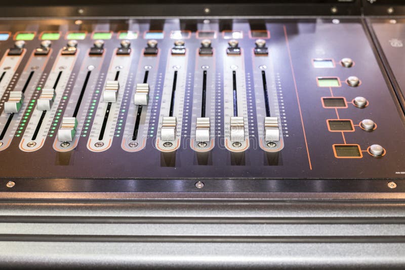 Large Panel of the Stage Controller with Screens Stock Photo - Image of ...