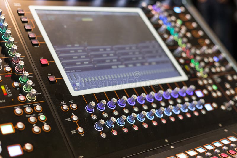 Large Panel of the Stage Controller with Screens Stock Photo - Image of ...