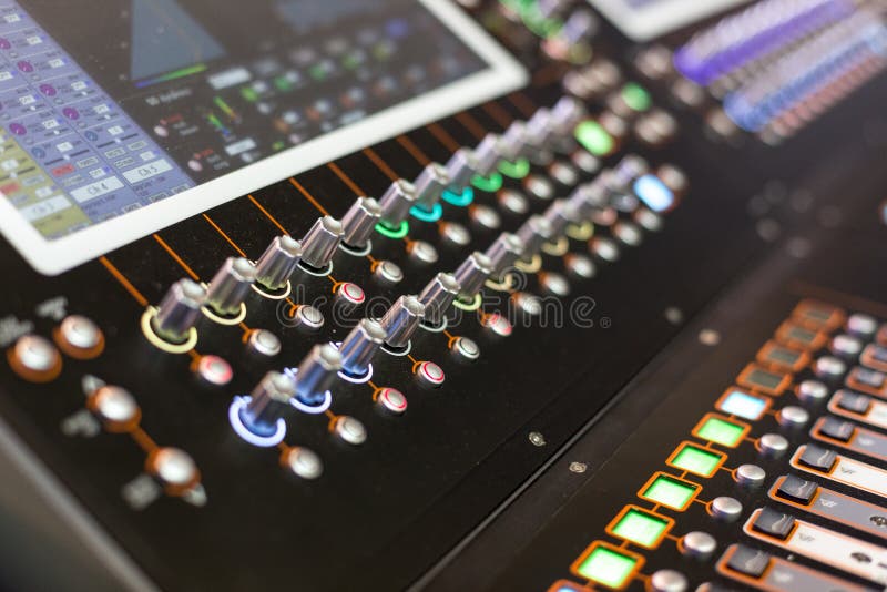 Large Panel of the Stage Controller with Screens Stock Photo - Image of ...