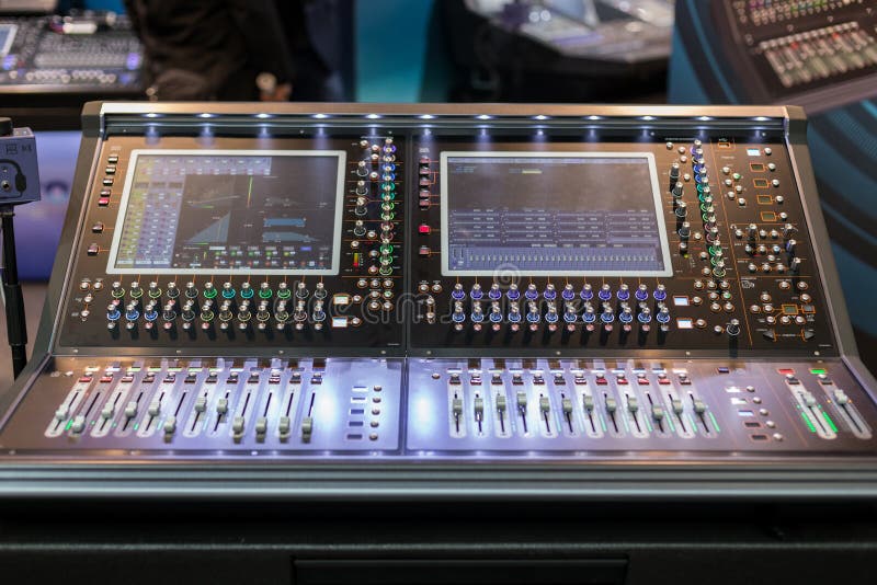 Large Panel of the Stage Controller with Screens Stock Image - Image of ...
