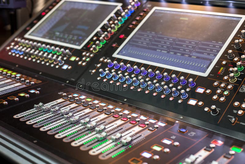 Large Panel of the Stage Controller with Screens Stock Image - Image of ...