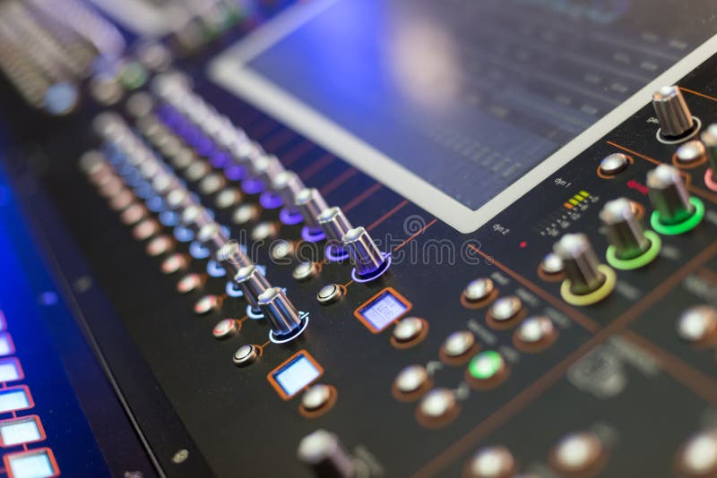 Large Panel of the Stage Controller with Screens Stock Image - Image of ...