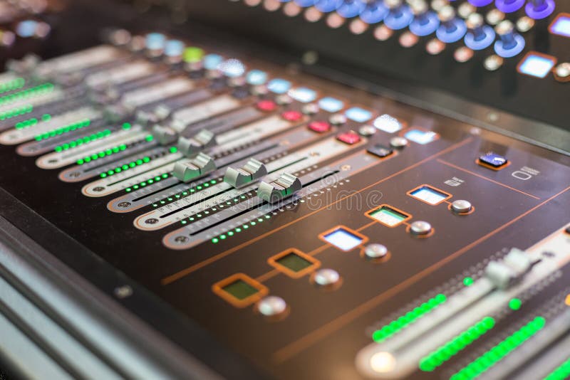 Large Panel of the Stage Controller with Screens Stock Photo - Image of ...
