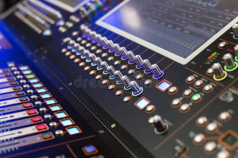 Large Panel of the Stage Controller with Screens Stock Photo - Image of ...