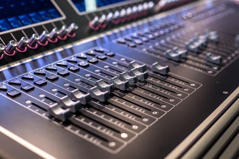 Large Panel of the Stage Controller with Screens Stock Image - Image of ...