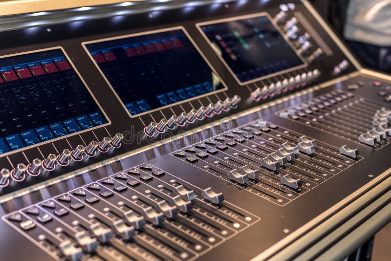 Large Panel of the Stage Controller with Screens Stock Photo - Image of ...