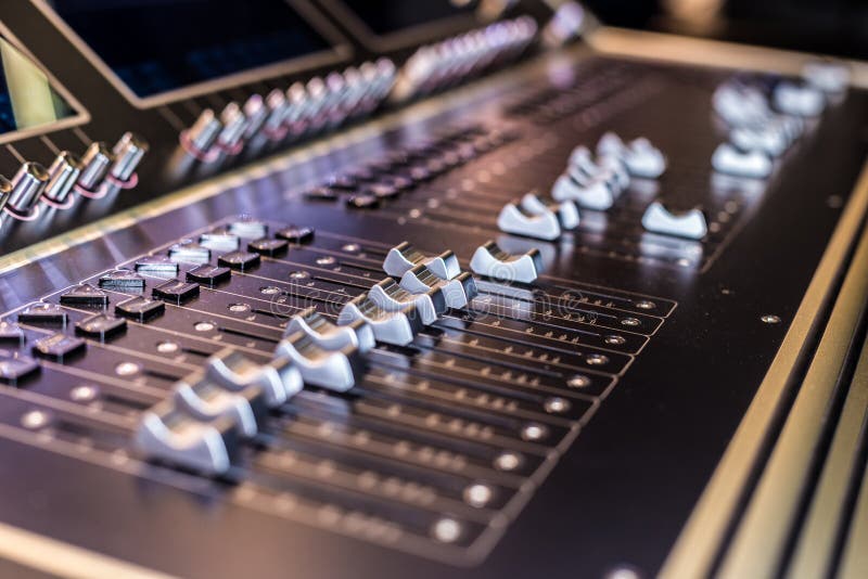 Large Panel of the Stage Controller with Screens Stock Image - Image of ...