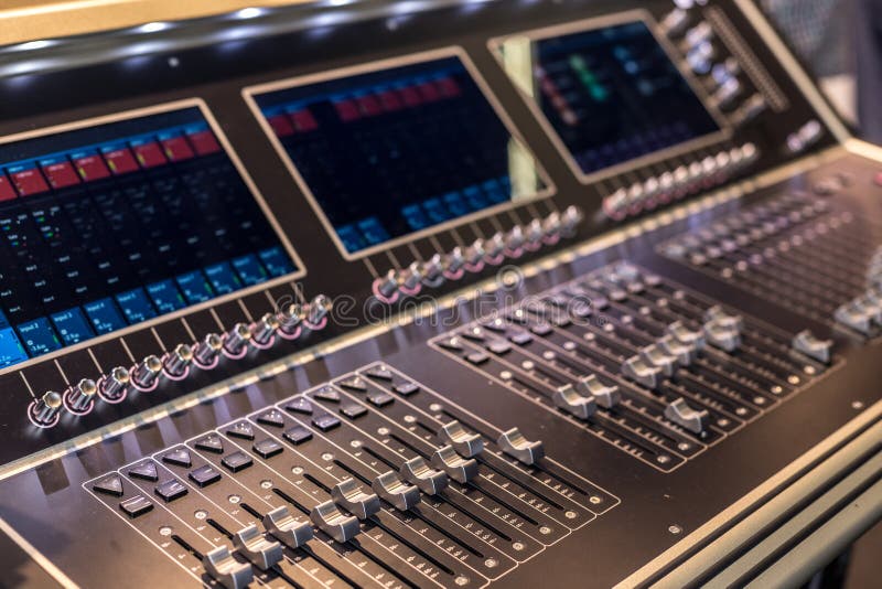 Large Panel of the Stage Controller with Screens Stock Photo - Image of ...