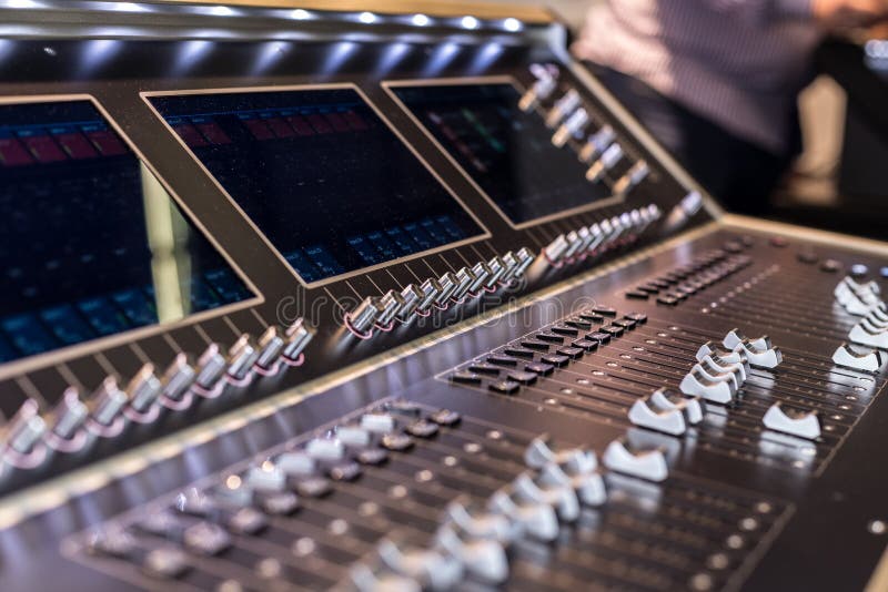 Large Panel of the Stage Controller with Screens Stock Photo - Image of ...