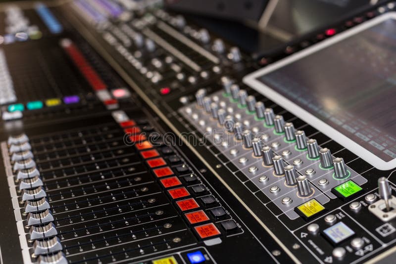 Large Panel of the Stage Controller with Screens Stock Image - Image of ...