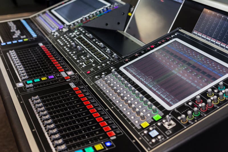 Large Panel of the Stage Controller with Screens Stock Photo - Image of ...