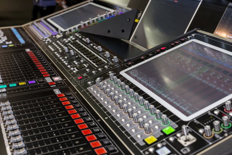 Large Panel of the Stage Controller with Screens Stock Image - Image of ...