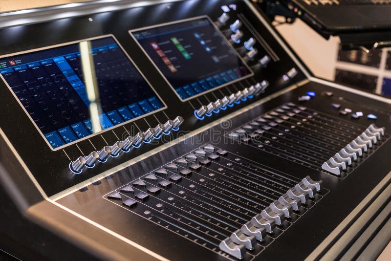 Large Panel of the Stage Controller with Screens Stock Photo - Image of ...