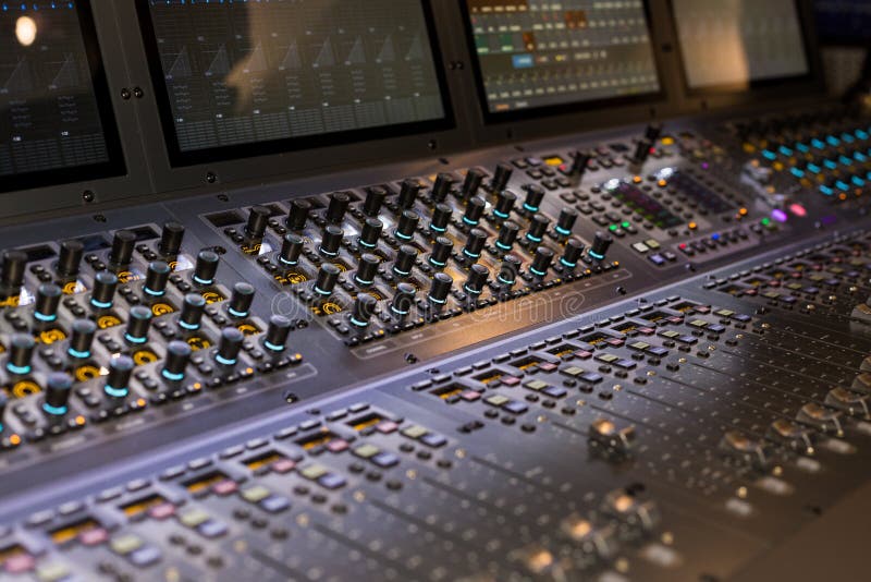 Large Panel of the Stage Controller with Screens Stock Photo - Image of ...