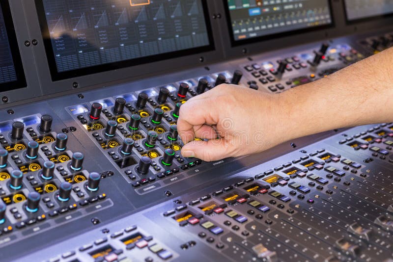Large Panel of the Stage Controller with Screens Stock Photo - Image of ...