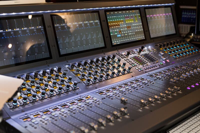 Large Panel of the Stage Controller with Screens Stock Image - Image of ...